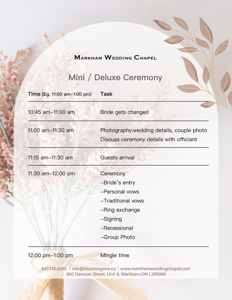 Deluxe Ceremony Package | Small Wedding Venue Toronto | Markham Wedding ...